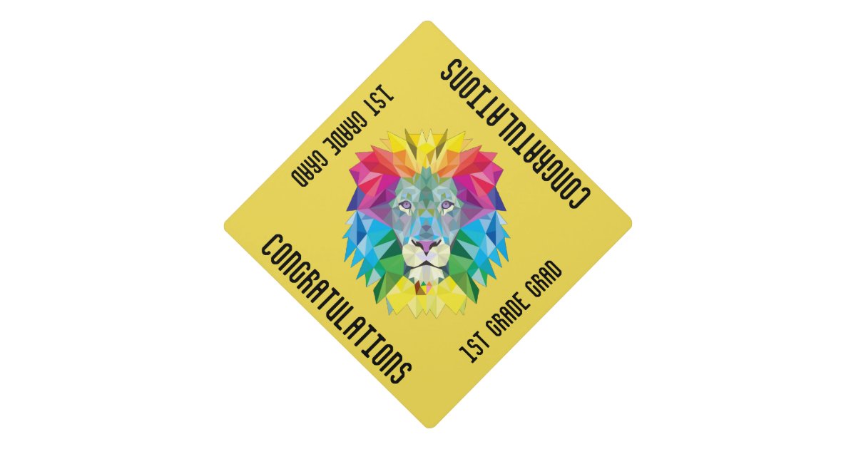 Congratulations Rainbow Lion Head Custom Text Graduation Cap Topper ...