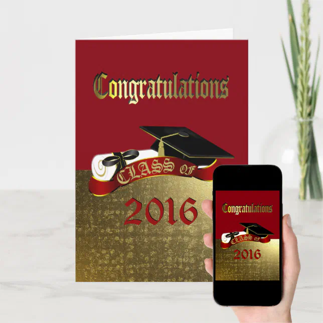 Congratulations Red and Gold Graduation Card | Zazzle