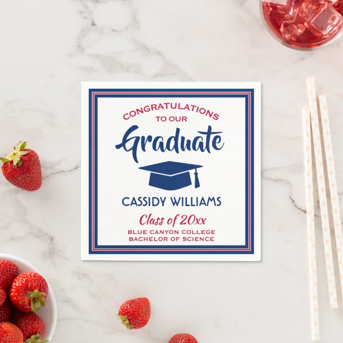 Congratulations Red White & Blue Modern Graduation Napkins | Zazzle