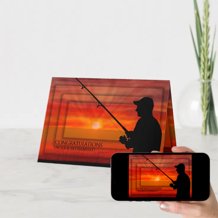 CONGRATULATIONS - RETIREMENT - FISHING AT SUSET CARD | Zazzle