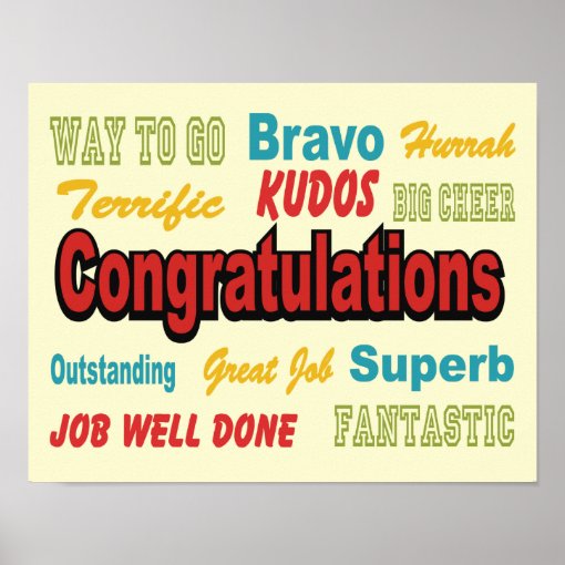 Congratulations Retro Colors Poster | Zazzle