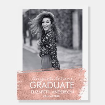 Congratulations Rose Gold Photo Graduation Sign | Zazzle