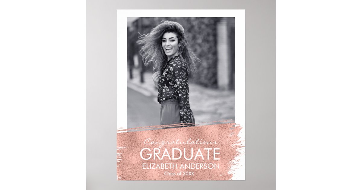 Congratulations Rose Gold Photo Graduation Sign | Zazzle