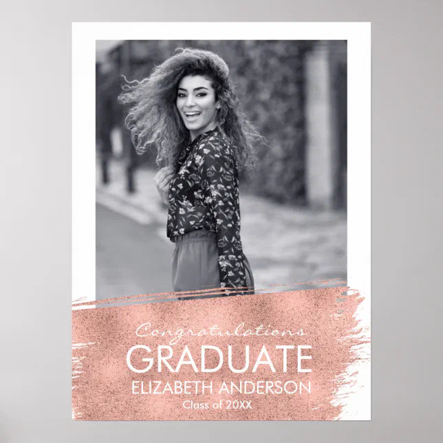Congratulations Rose Gold Photo Graduation Sign | Zazzle