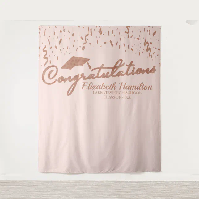 Congratulations Rose Gold Pink Graduation Backdrop | Zazzle