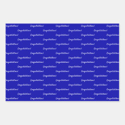 Congratulations royal blue white wrapping paper sheets | Zazzle