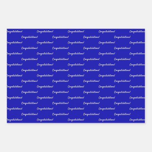 Congratulations royal blue white wrapping paper sheets | Zazzle