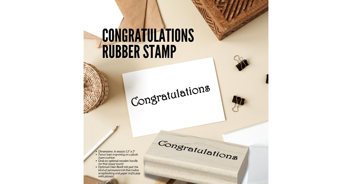 Congratulations Rubber Stamp | Zazzle