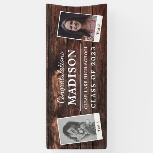 Congratulations Rustic Wood Graduation 2 - Photo Banner | Zazzle