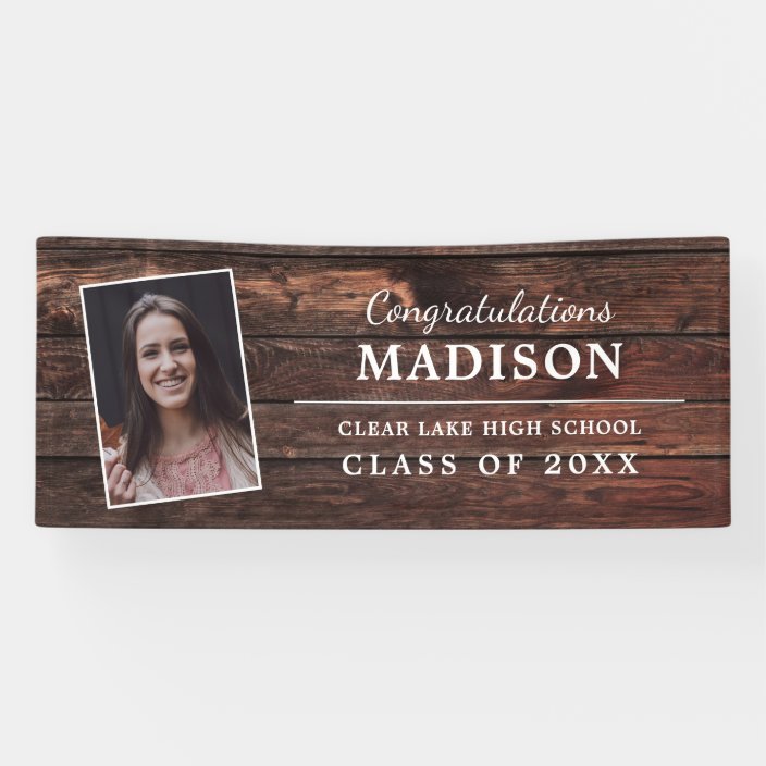 Congratulations Rustic Wood Graduation Photo Banner | Zazzle.com