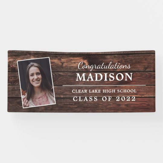 Congratulations Rustic Wood Graduation Photo Banner | Zazzle.com