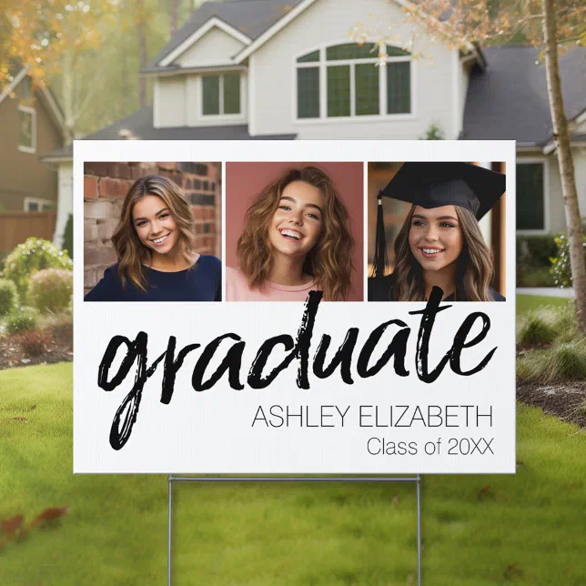 Congratulations Senior 3 Photo for Graduation Sign | Zazzle