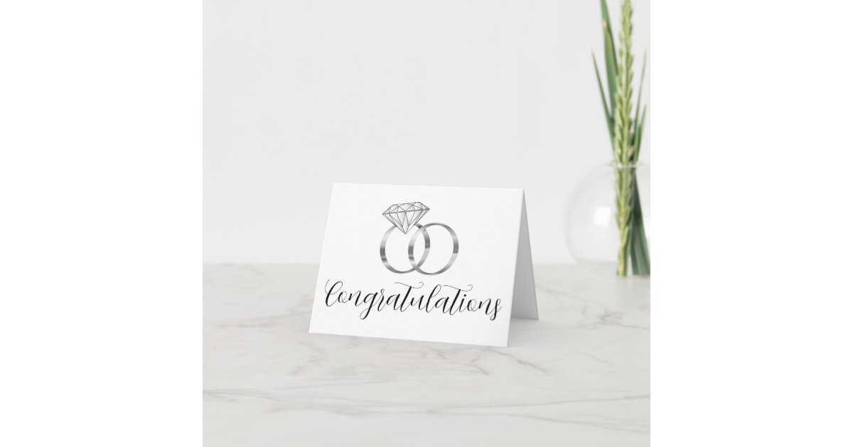 Congratulations Silver Diamond Wedding Rings Card | Zazzle