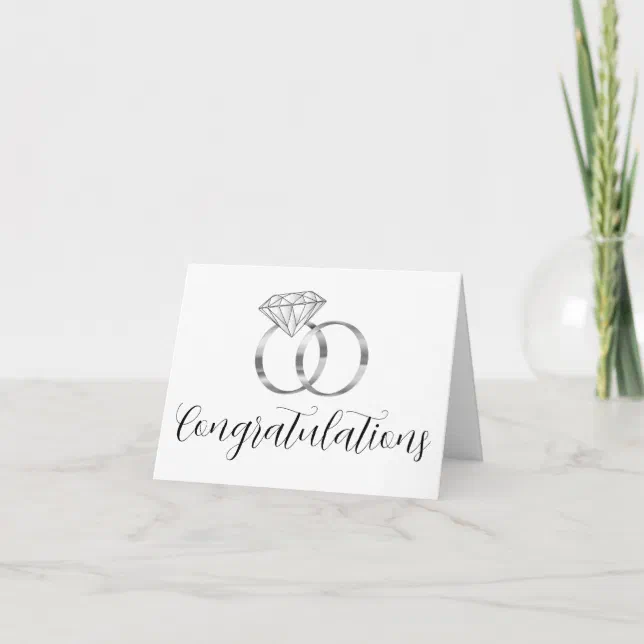Congratulations Silver Diamond Wedding Rings Card | Zazzle