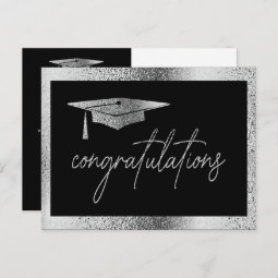 Congratulations Silver Grad Cap Graduation Postcard | Zazzle