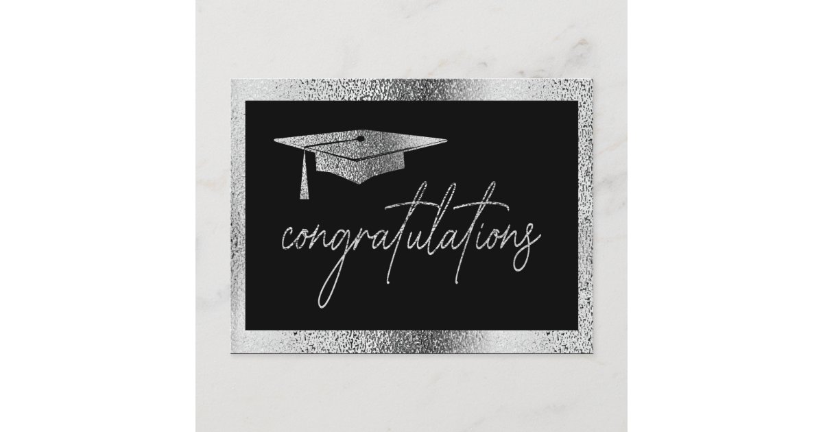 Congratulations Silver Grad Cap Graduation Postcard | Zazzle