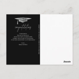 Congratulations Silver Grad Cap Graduation Postcard | Zazzle