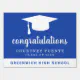 Congratulations Simple Blue White Graduation Cap Sign | Zazzle