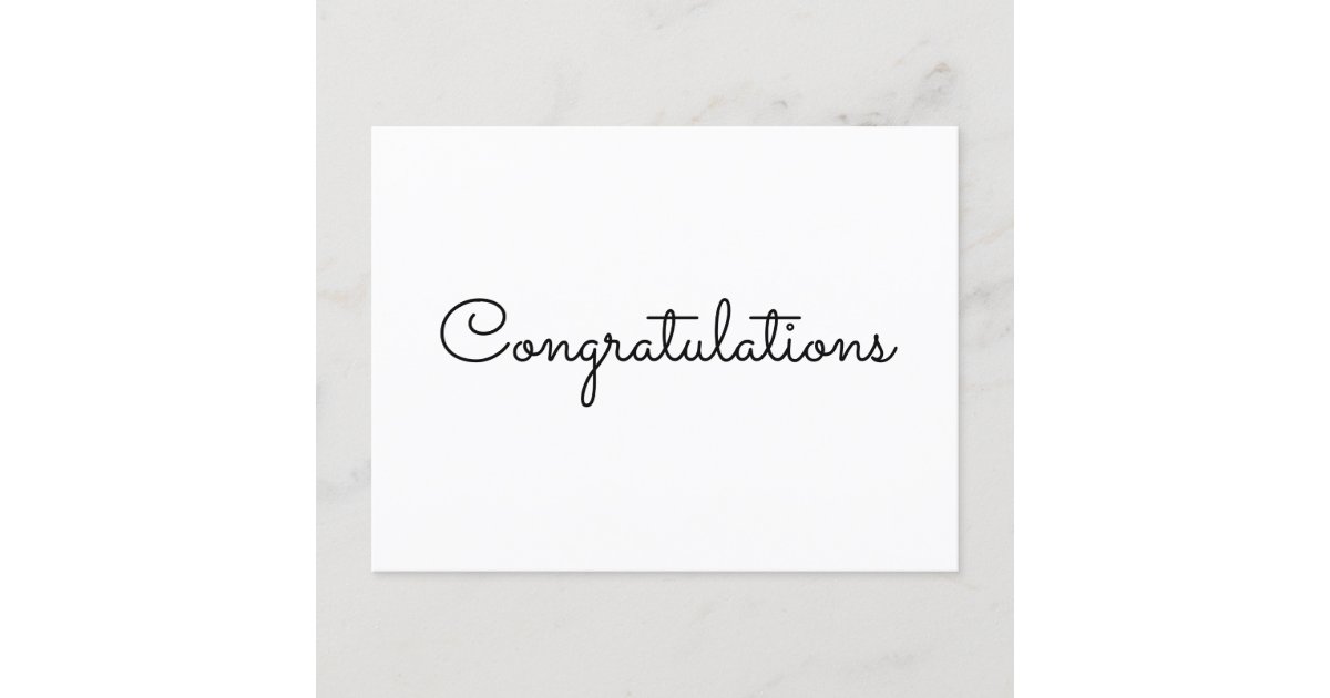 congratulations simple minimal text style card | Zazzle