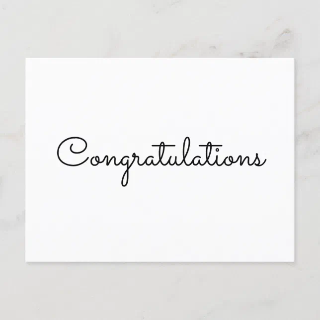 congratulations simple minimal text style card | Zazzle
