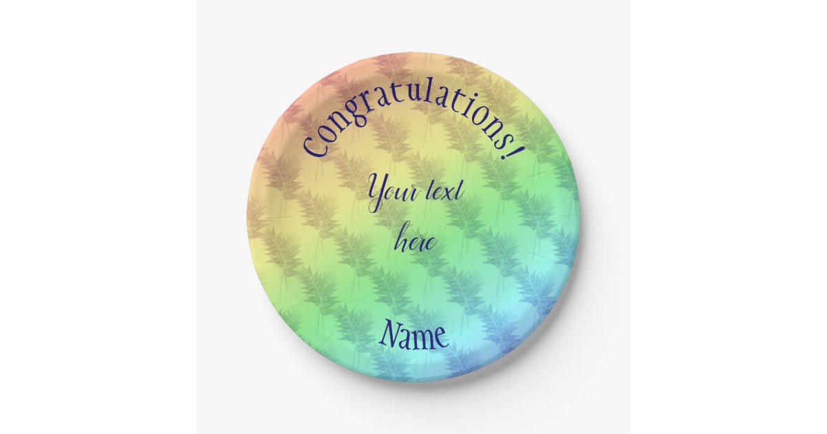 Congratulations Soft Rainbow Colors Personalized Paper Plates | Zazzle