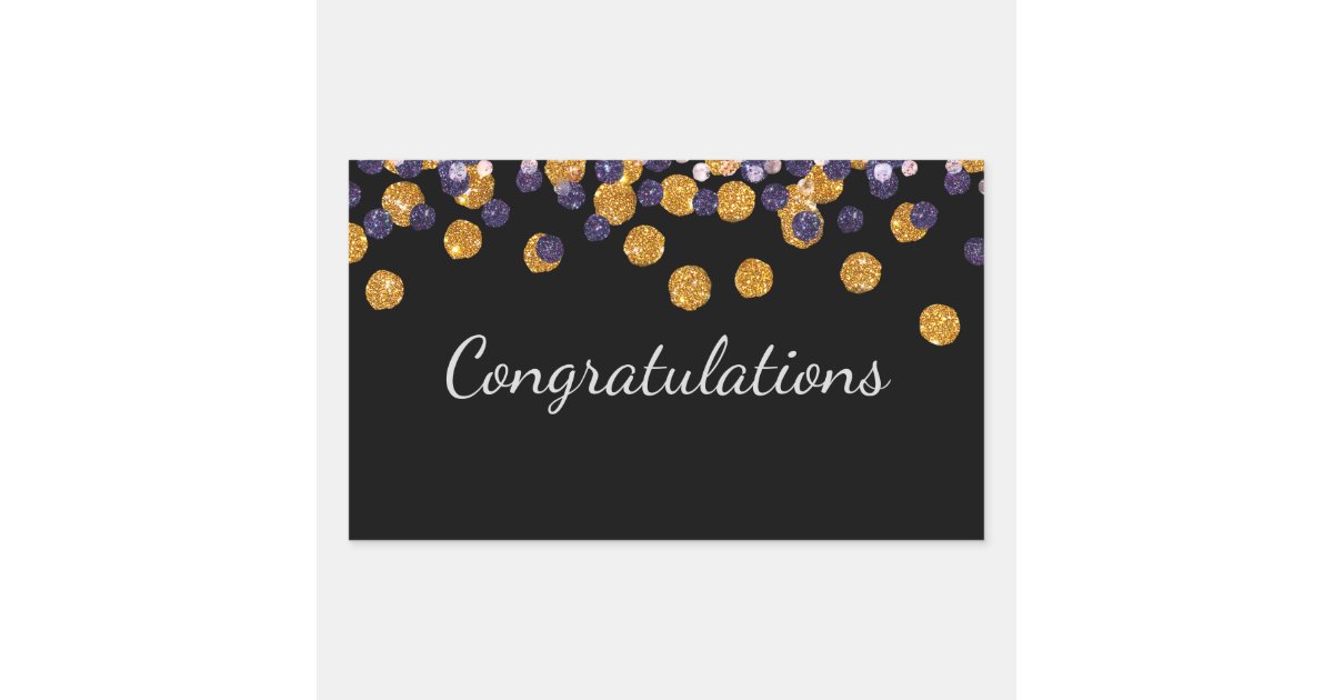 Congratulations Sparkle Rectangular Sticker | Zazzle