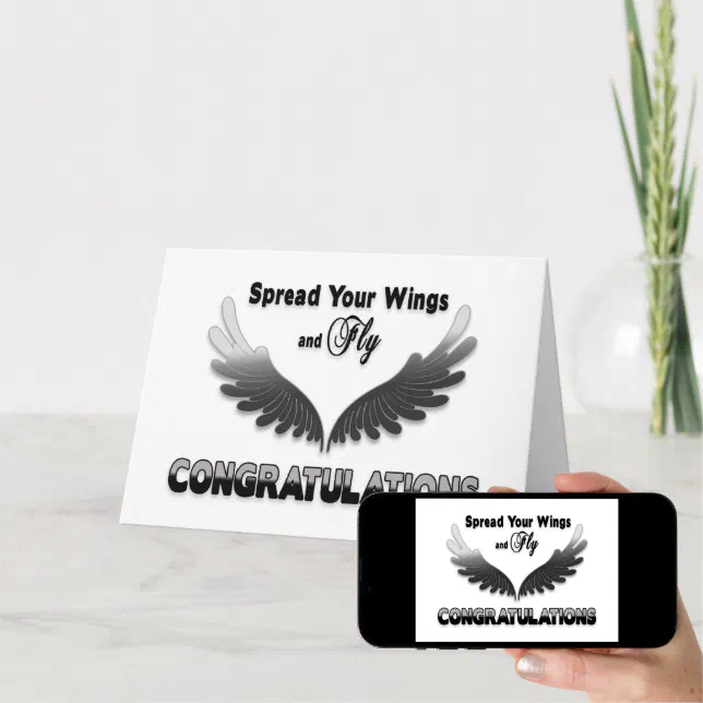Congratulations, Spread Your Wings & Fly Card | Zazzle