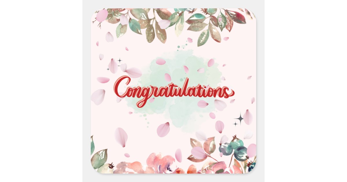 congratulations square sticker | Zazzle