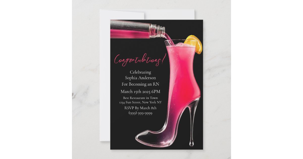 Congratulations-Stiletto and Cocktails Invitation | Zazzle