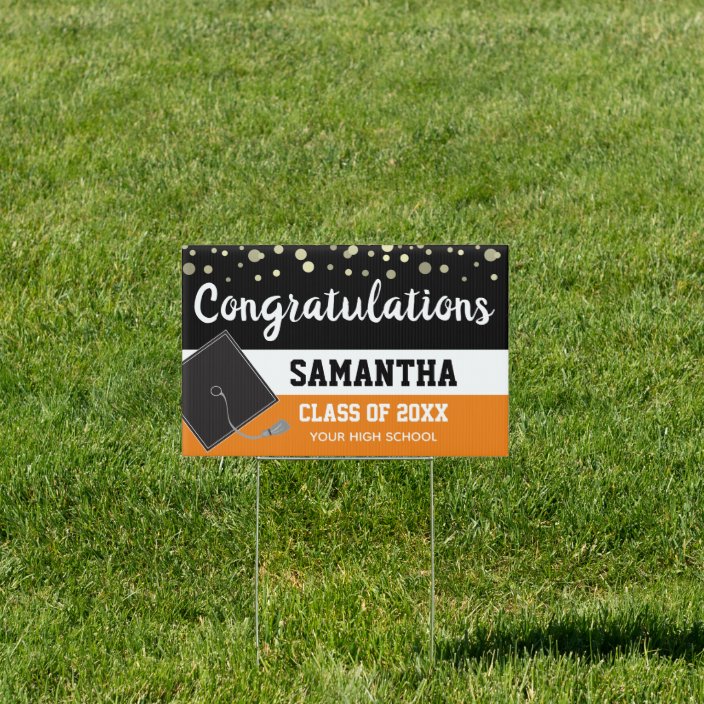 Congratulations Student Name and School Orange Sign | Zazzle.com