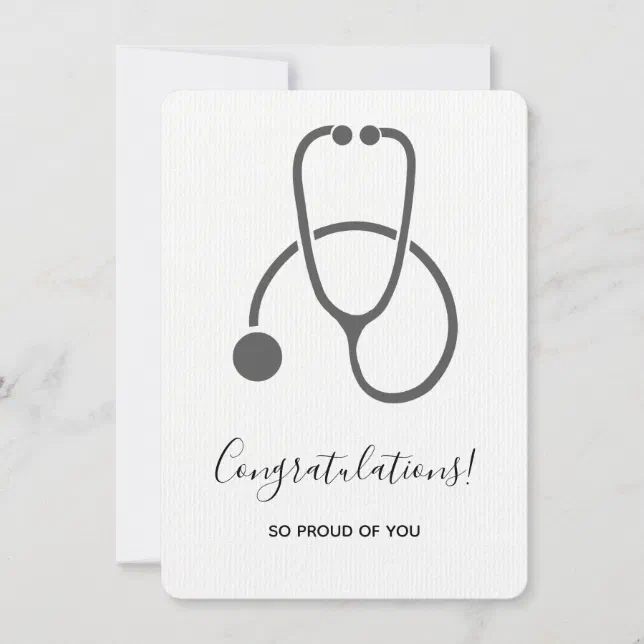 Congratulations Stylish Gray Steth Grad Invitation | Zazzle