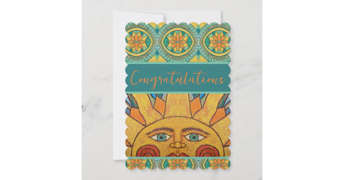 Congratulations Sun Mandala Greeting Card | Zazzle