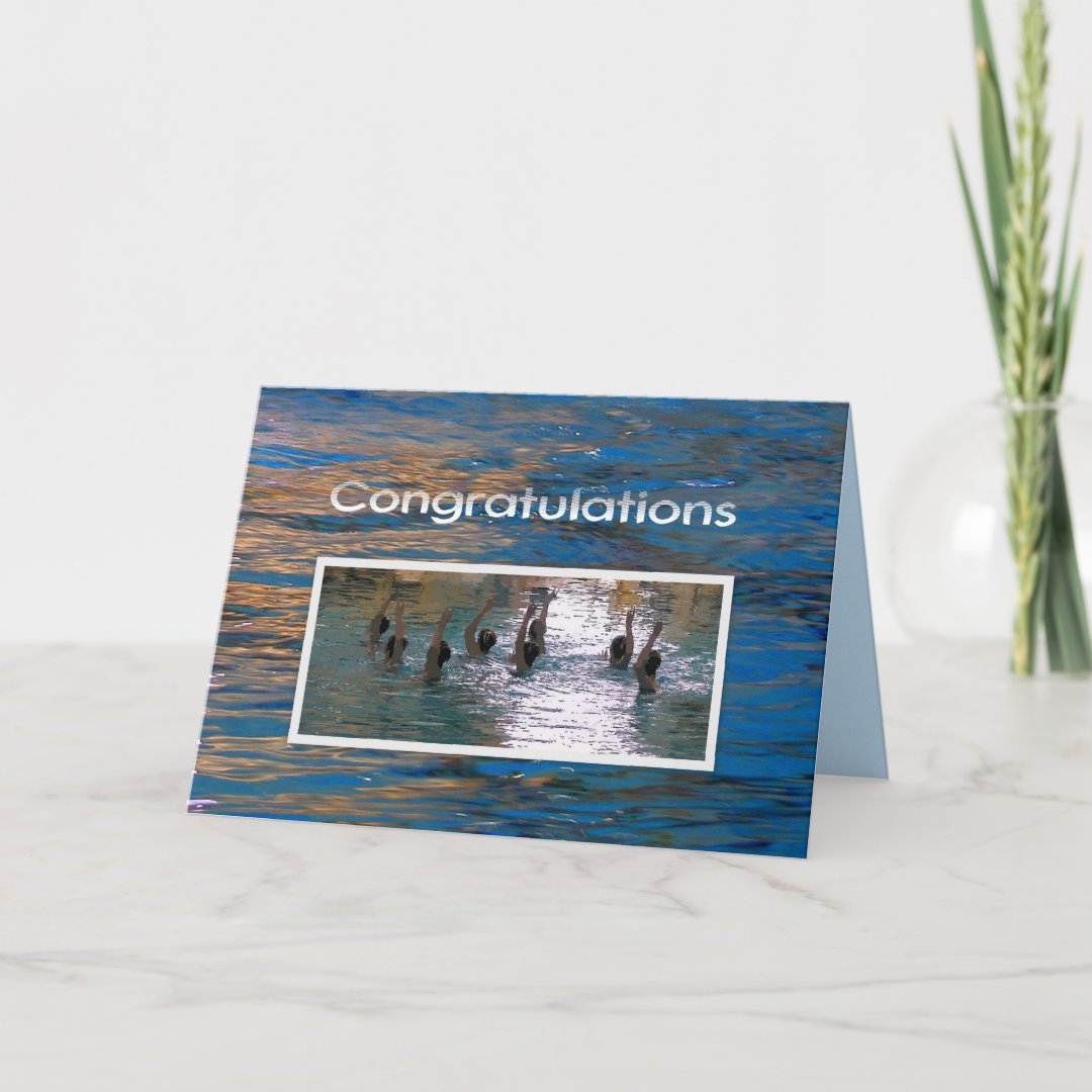 Congratulations Synchronized Swimming Blue Card | Zazzle