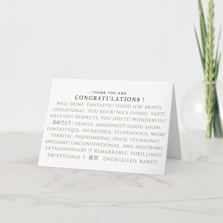 Congratulations Thank You for your Hard Work Card | Zazzle