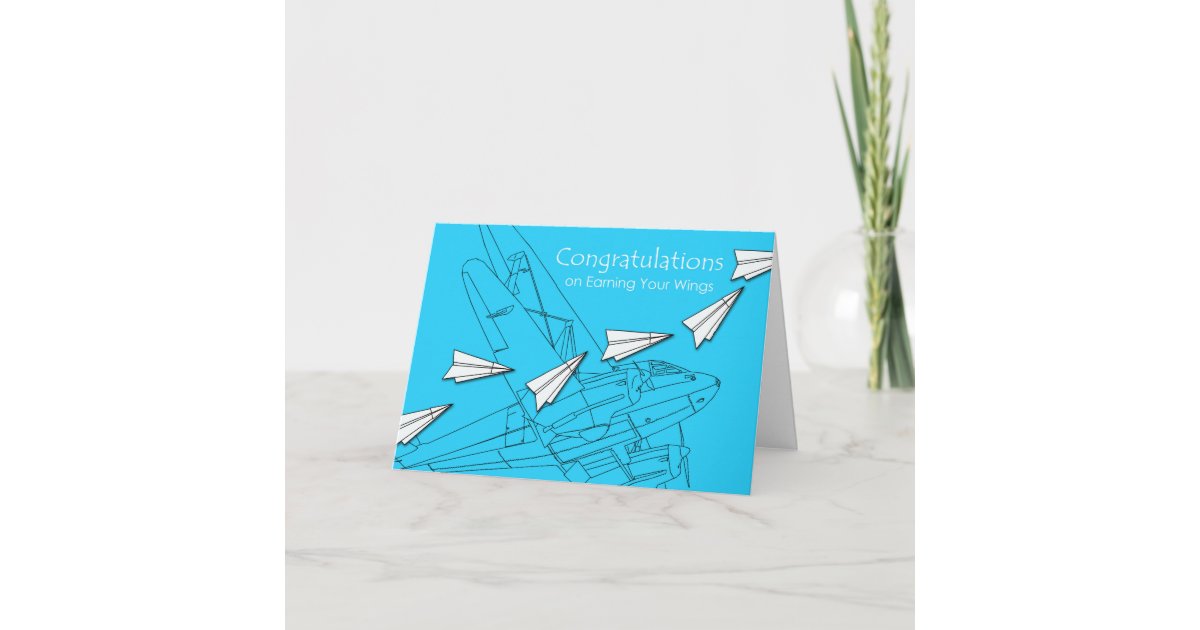 Congratulations to Pilot, Earning Your Wings Card | Zazzle