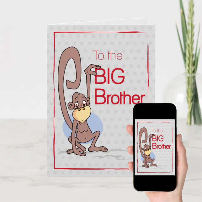 Congratulations to the Big Brother, Cute Monkey Card | Zazzle