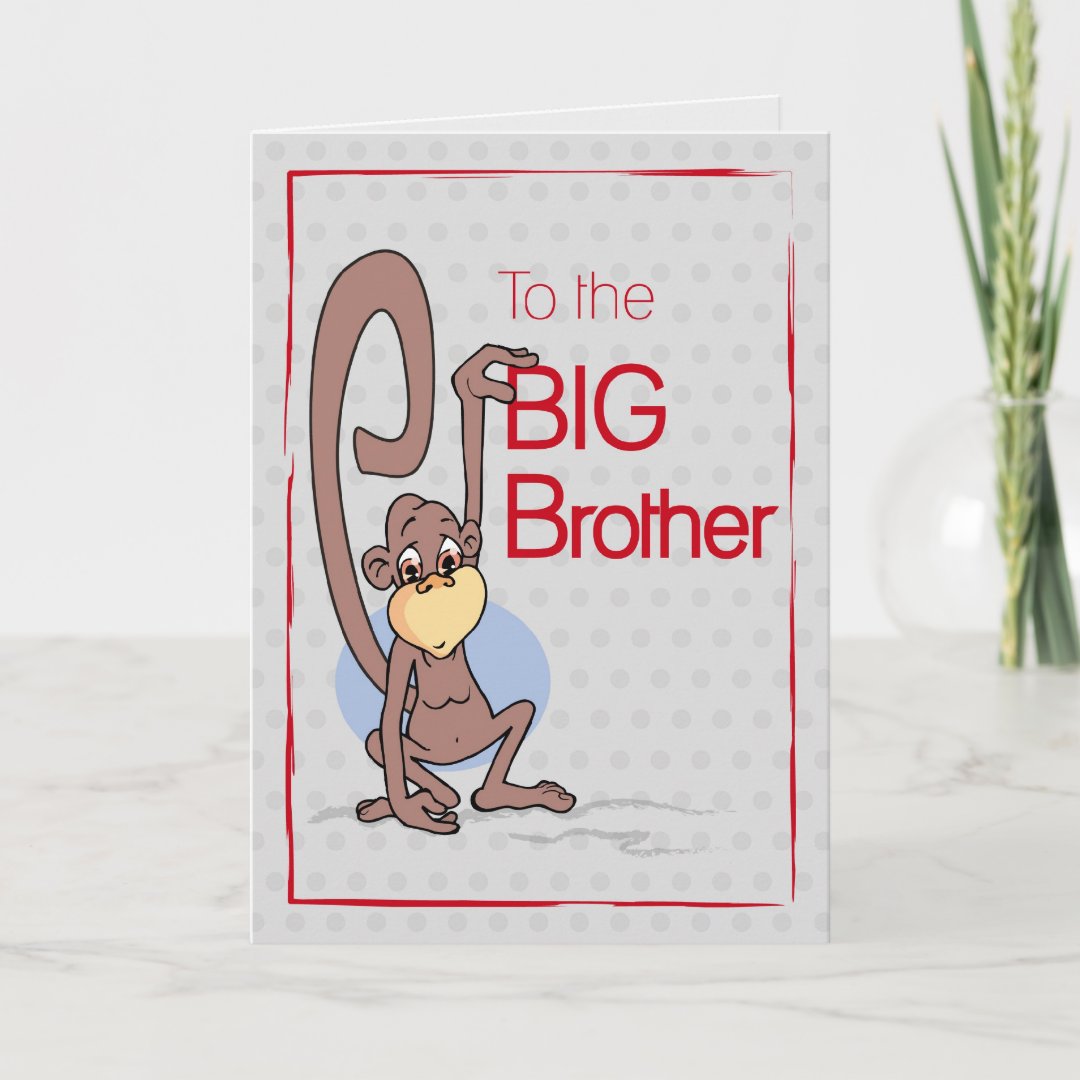 Congratulations to the Big Brother, Cute Monkey Card | Zazzle