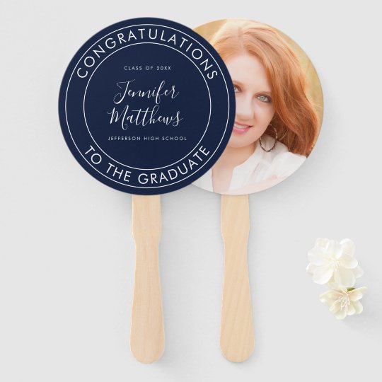 Congratulations to The Graduate Navy Blue Hand Fan | Zazzle.com