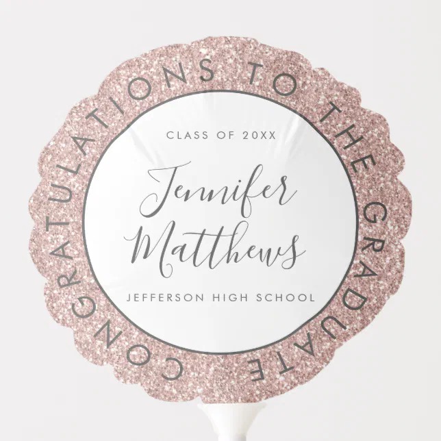 Congratulations to The Graduate Pink Glitter Photo Balloon | Zazzle