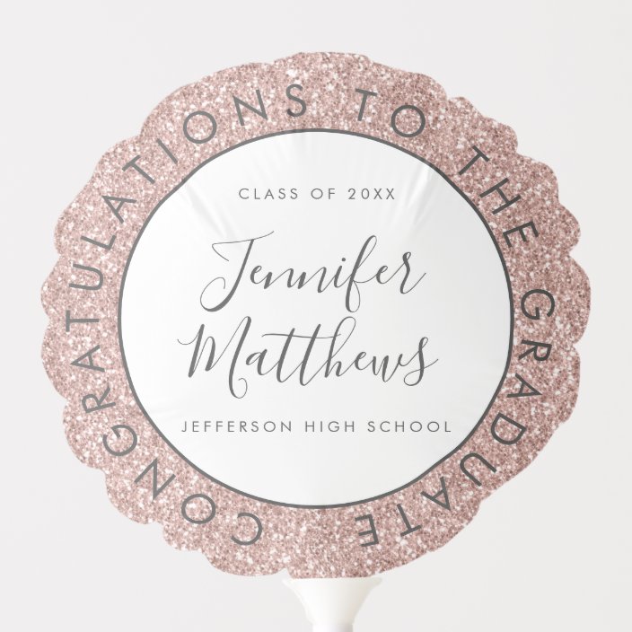 Congratulations to The Graduate Pink Glitter Photo Balloon | Zazzle.com