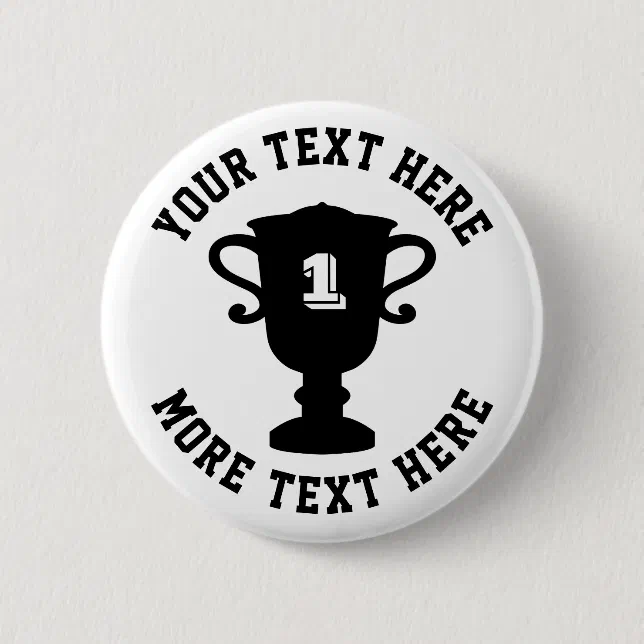 Congratulations trophy cup 1st place prize button | Zazzle