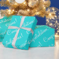 Congratulations Turquoise Script Graduation Wrapping Paper | Zazzle