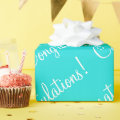 Congratulations Turquoise Script Graduation Wrapping Paper | Zazzle