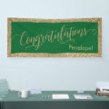 Congratulations Typography Gold Glitter and Green Banner | Zazzle