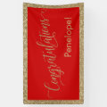 Congratulations Typography Gold Glitter and Red Banner | Zazzle