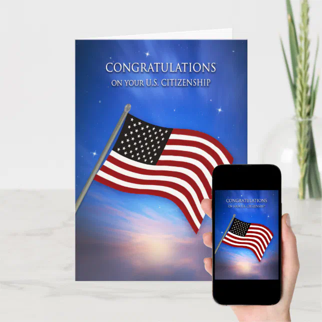 Congratulations, U.S. CITIZENSHIP, American Flag Card | Zazzle