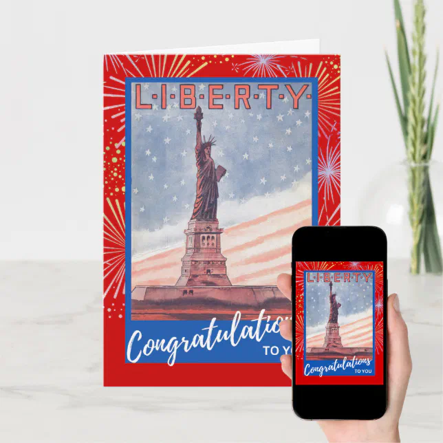 Congratulations U.S. Citizenship Statue of Liberty Card | Zazzle