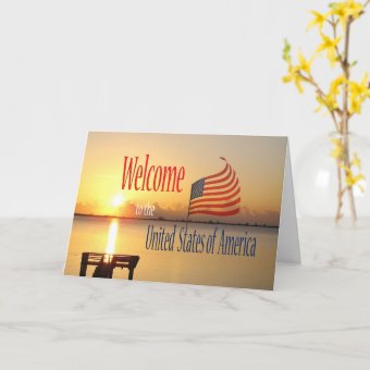 Congratulations US Citizenship US Flag and Sunrise Card | Zazzle