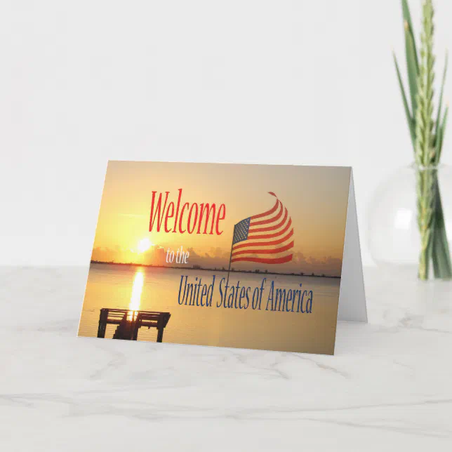 Congratulations US Citizenship US Flag and Sunrise Card | Zazzle