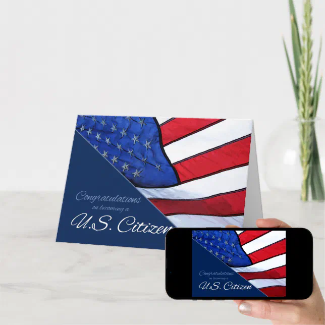 Congratulations US Citizenship US Flag Card | Zazzle